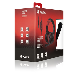 Headphones | USB STEREO HEADSET MUTE, VOL+ & VOL CONTROLS | NGS