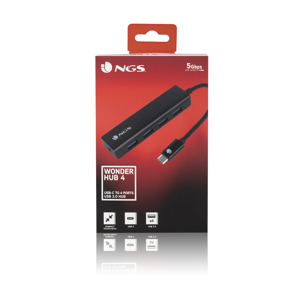 Hubs | Hub de 4 puertos USB 3.0 a USB-C. | NGS